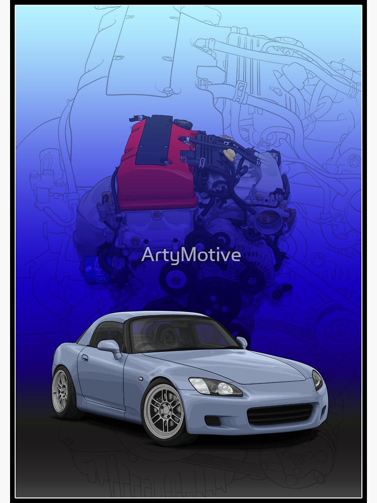 "S2000 AP1 with F20c background (Blue)" Sticker for Sale by ArtyMotive ...