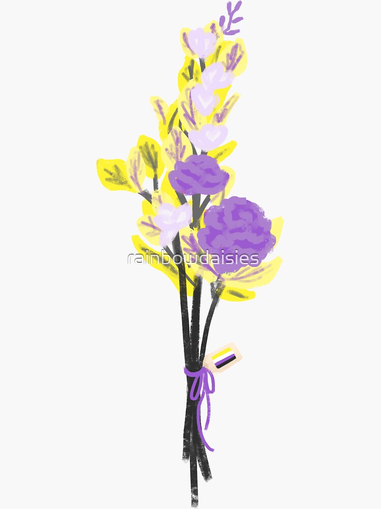 "Nonbinary flag colored flowers" Sticker by rainbowdaisies | Redbubble