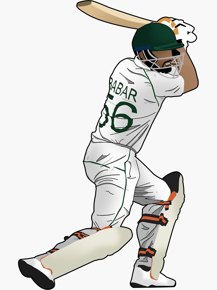 "Babar Azam Test Match" Sticker for Sale by HitFor6 | Redbubble