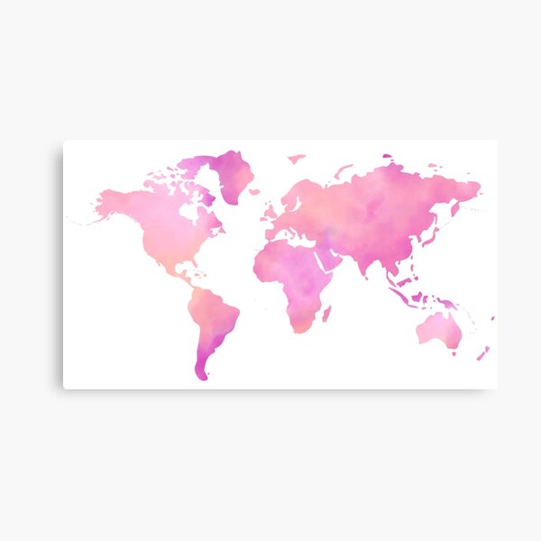 "Pink Watercolor World Map" Canvas Print for Sale by PanyaCreative ...