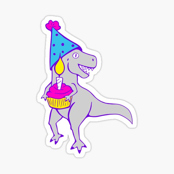 "Happy Birthday T-Rex" Sticker by JMHurd | Redbubble