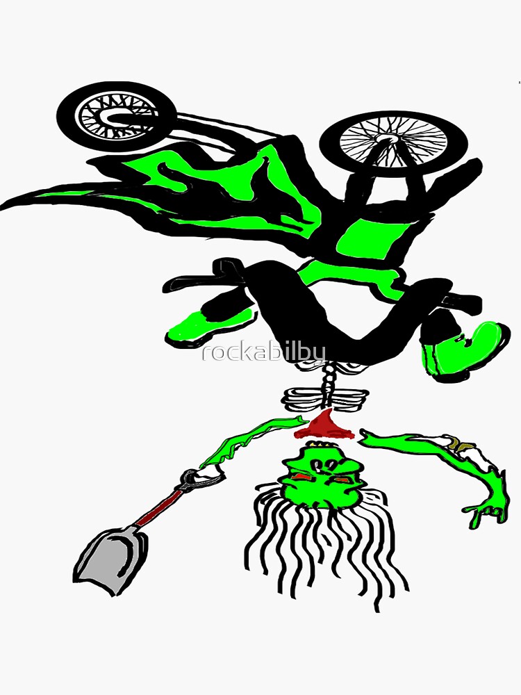"Dirt Bike Skeleton" Sticker by rockabilby | Redbubble