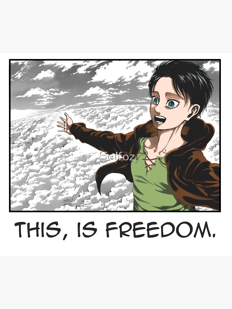 "This, is Freedom. - Eren Jeager" Sticker by Selfoz | Redbubble