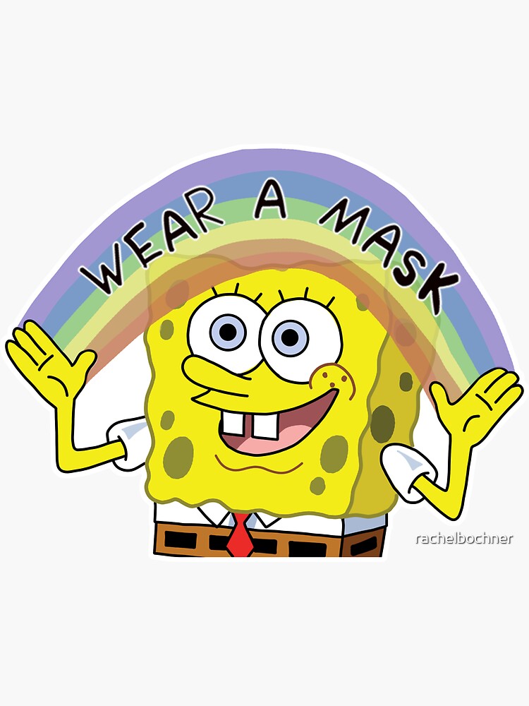 "Wear A Mask - Spongebob Imagination" Sticker by rachelbochner | Redbubble