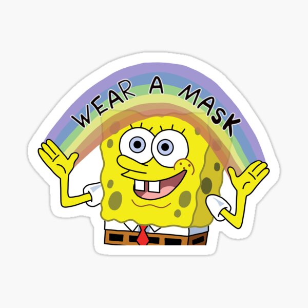 "Wear A Mask - Spongebob Imagination" Sticker by rachelbochner | Redbubble