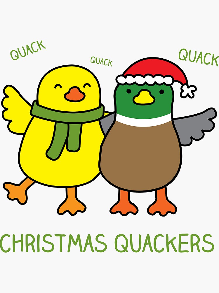 "Christmas Quackers, Holiday duck pun!" Sticker for Sale by IceCreamCat ...