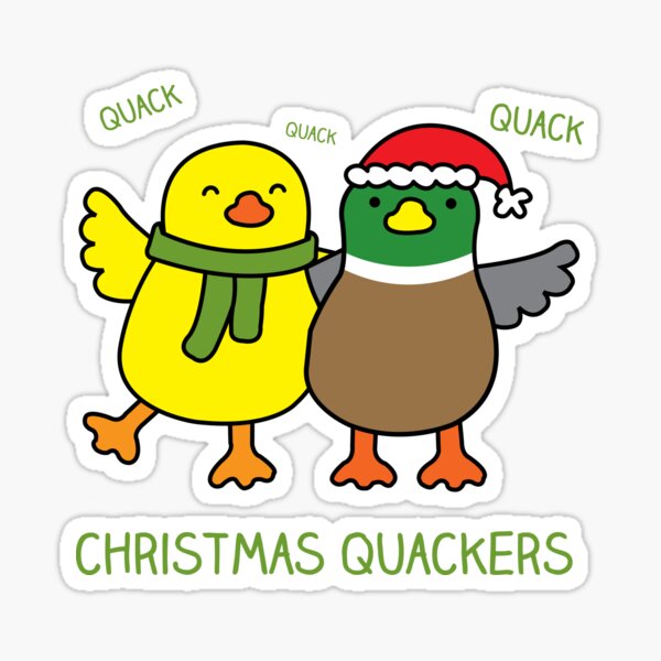 "Christmas Quackers, Holiday duck pun!" Sticker for Sale by IceCreamCat ...