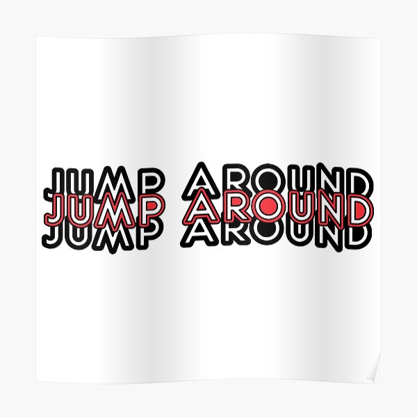 "Red and Black Outlined UW Madison Jump Around " Poster for Sale by ...