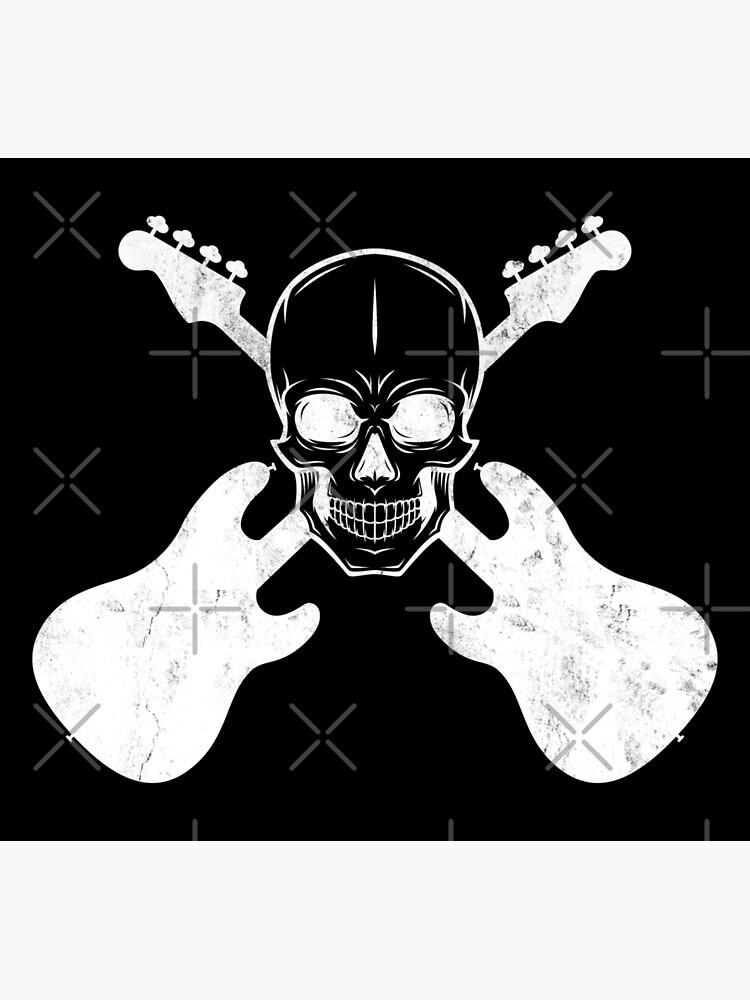 "Crossed Bass Guitars Skull" Framed Art Print for Sale by playloud ...