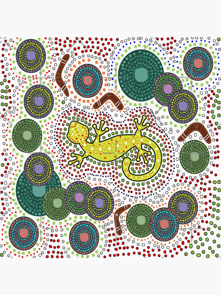 "Aboriginal Art Gecko" Sticker for Sale by iamhewho | Redbubble