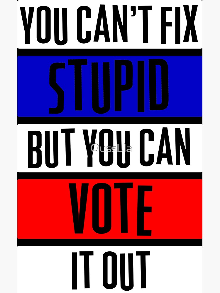 "You Can't Fix Stupid But You Can Vote It Out" Sticker by OussLla ...