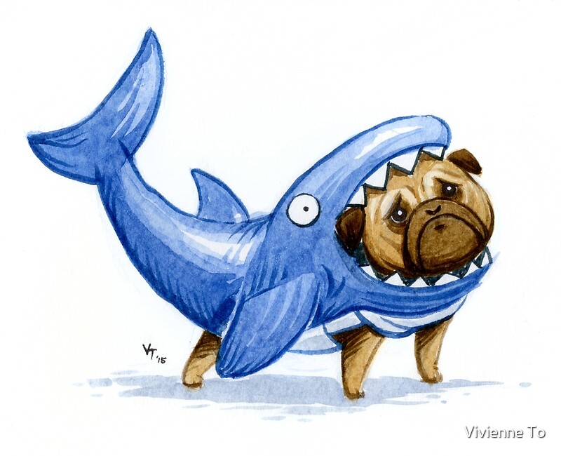 "Shark Pug" by Vivienne To | Redbubble