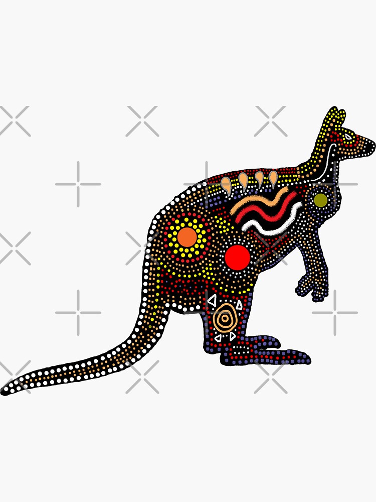"Aboriginal Art Kangaroo" Sticker for Sale by darwinsworld | Redbubble