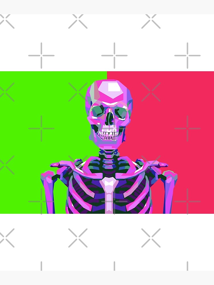 " Skeleton - Pop Art Background - Light Green and Red" Photographic ...