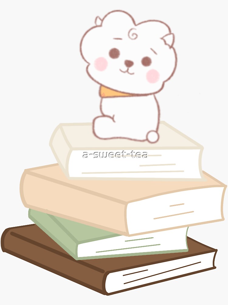 "BT21 RJ on a Book Stack- cute baby RJ" Sticker for Sale by a-sweet-tea ...