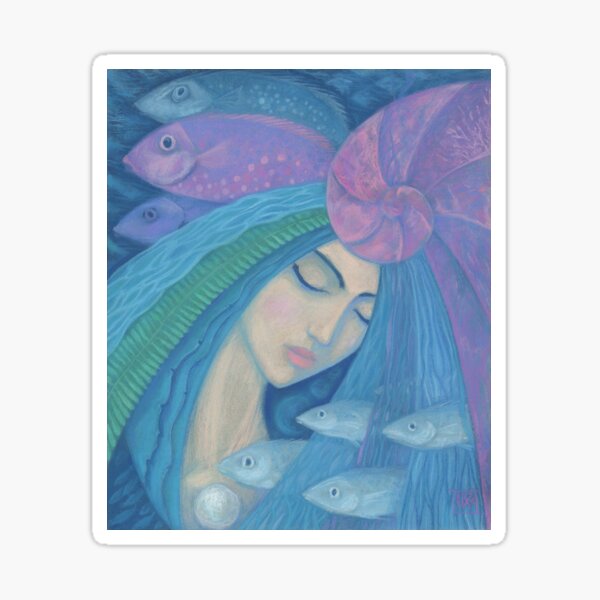 "Pearl, Mermaid Fish Underwater Fantasy Pastel Painting" Sticker for ...