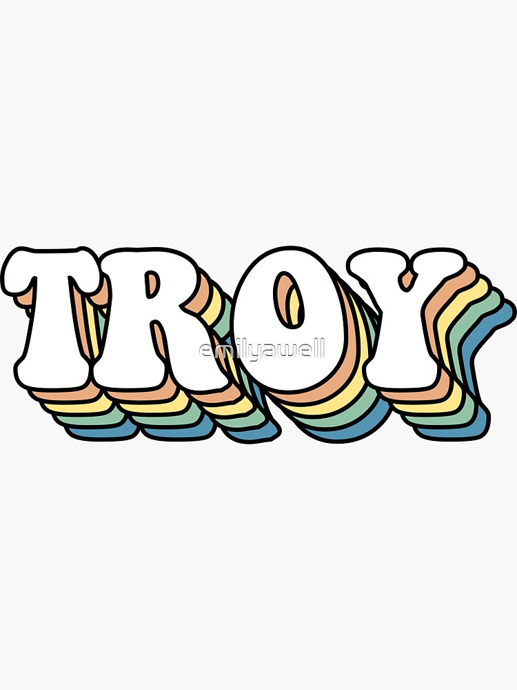 "Troy Retro Text Colors" Sticker by emilyawell | Redbubble