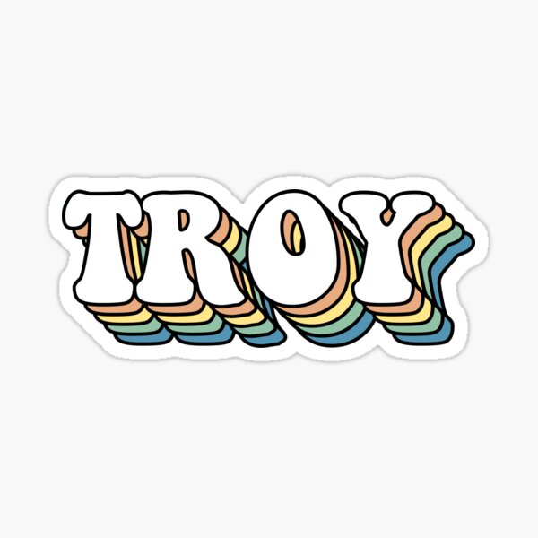 "Troy Retro Text Colors" Sticker by emilyawell | Redbubble