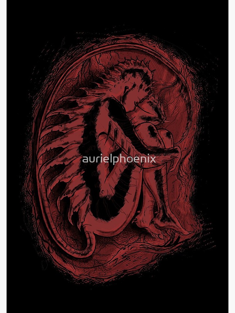 "Rebirth - Comic Art Drawing of a Red Monster Embryo" Spiral Notebook ...