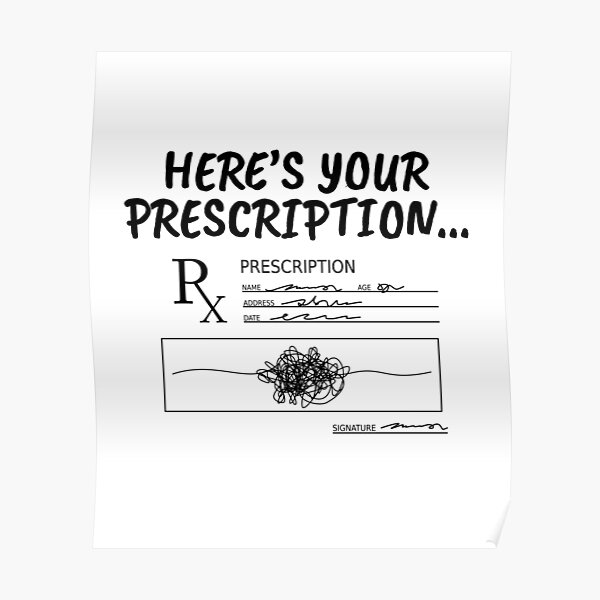 "Funny Doctor Handwriting Scribble | Here’s Your Prescription" Poster ...