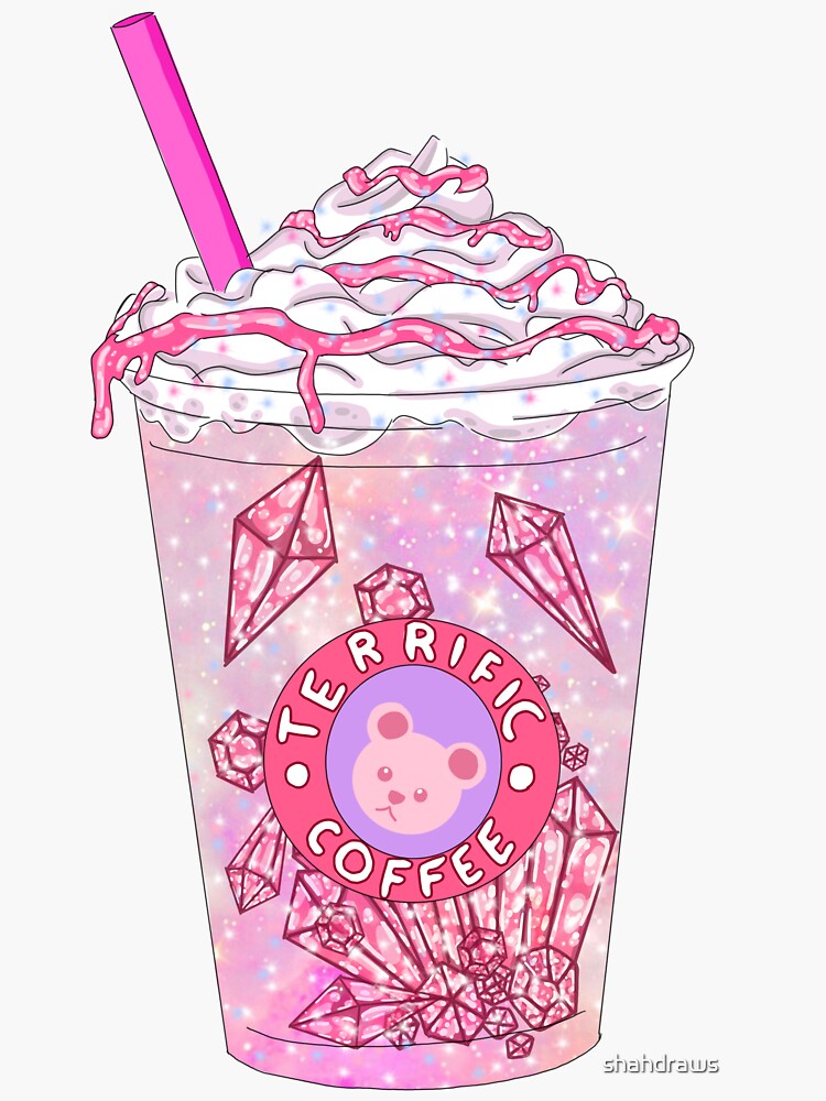 "Pink Crystal Frappuccino " Sticker for Sale by shahdraws | Redbubble
