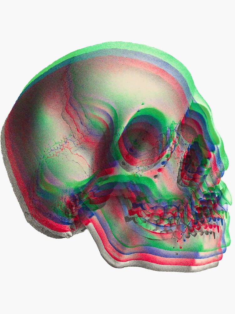 "3D RGB Skull" Sticker for Sale by SowCow | Redbubble