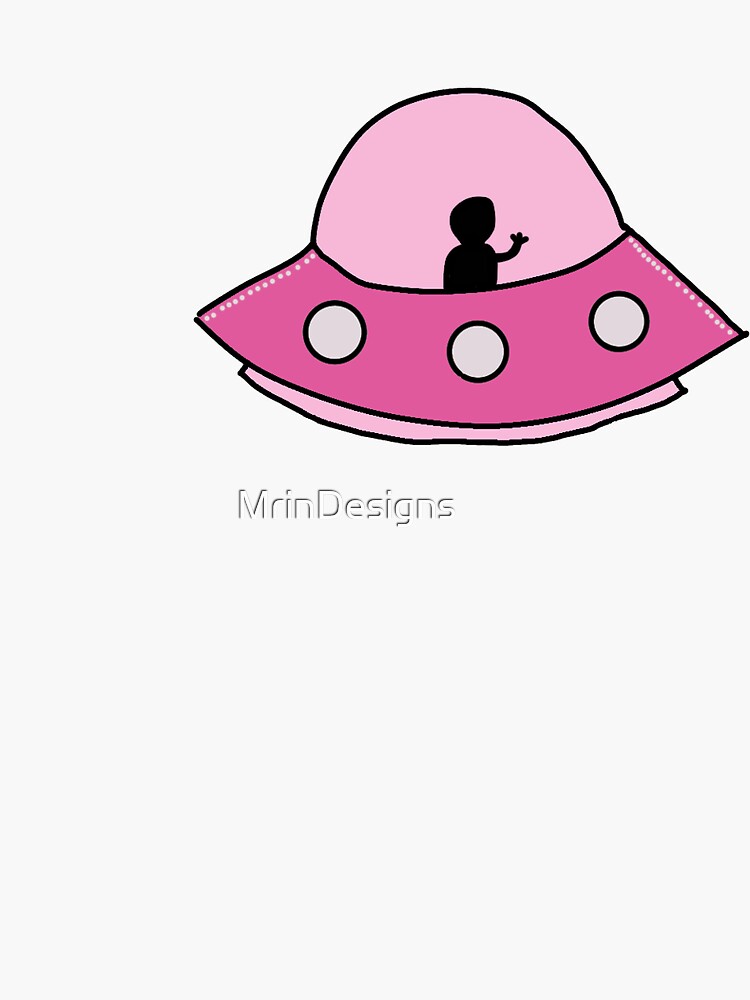 "Pink ufo with alien" Sticker for Sale by mrin322 | Redbubble