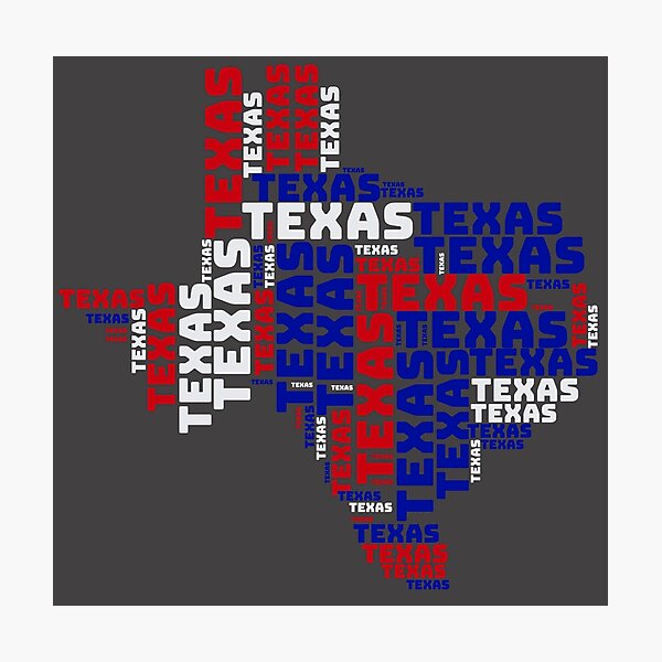 Lámina fotográfica «Mapa de palabras de Texas» de palabrasdesign ...