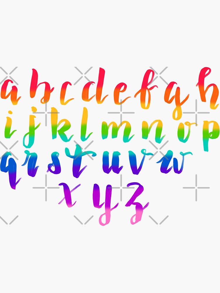 "Rainbow Calligraphy Alphabet (Spell out your Name!)" Sticker for Sale ...