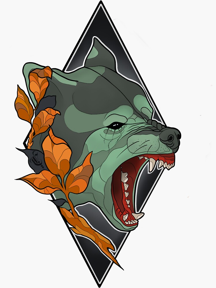 "Neo Trad Wolf " Sticker for Sale by Courtneyychick | Redbubble