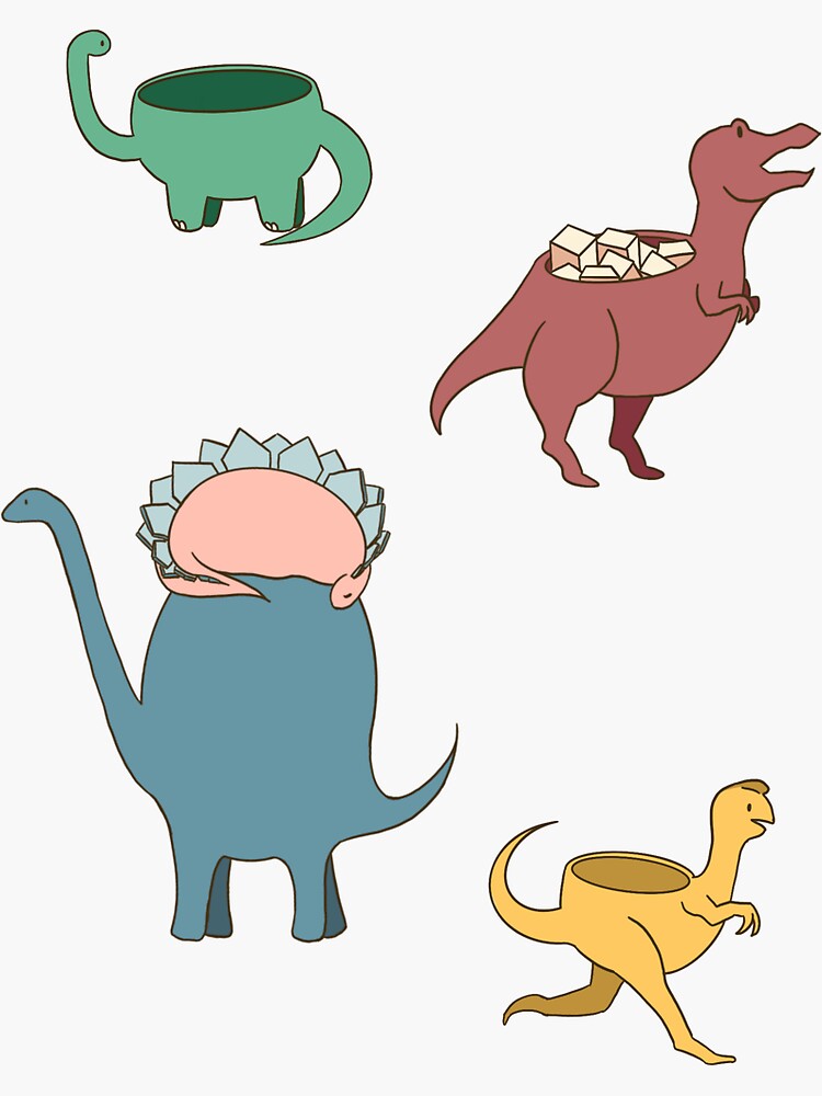"Dinosaur Tea Set" Sticker by sliceofbrie | Redbubble