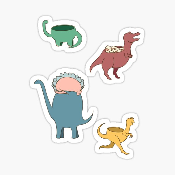 "Dinosaur Tea Set" Sticker by sliceofbrie | Redbubble