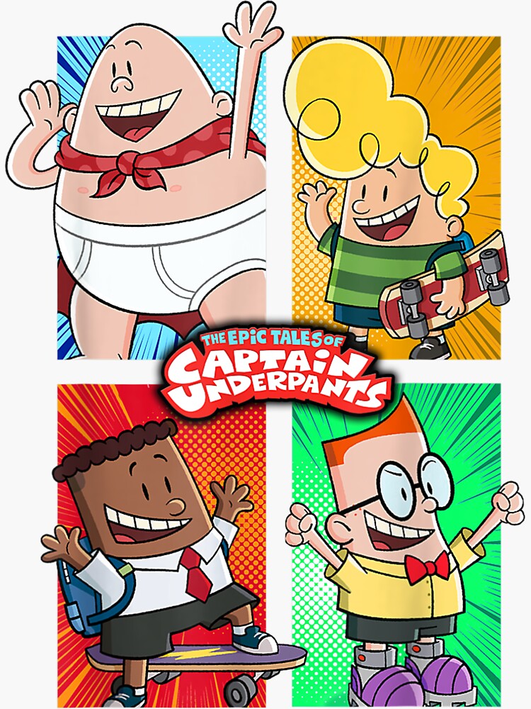 "Captain Underpants The First Epic Movie 4 Square Friends " Sticker for ...