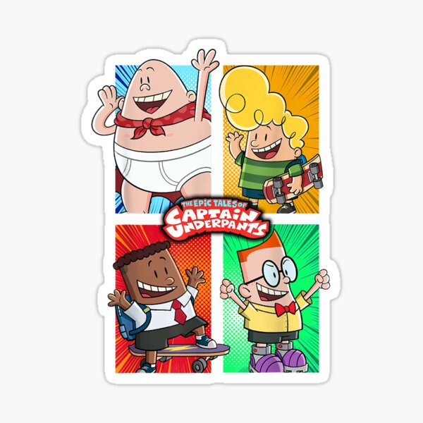"Captain Underpants The First Epic Movie 4 Square Friends " Sticker for ...