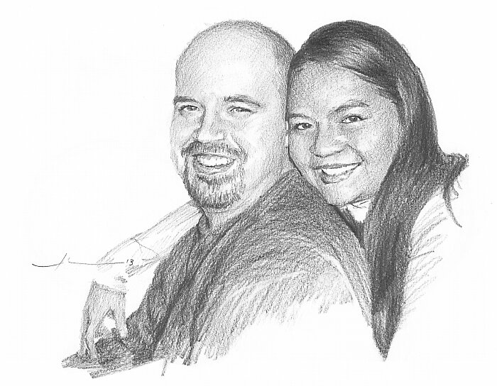 "Happy couple drawing" by mike theuer | Redbubble