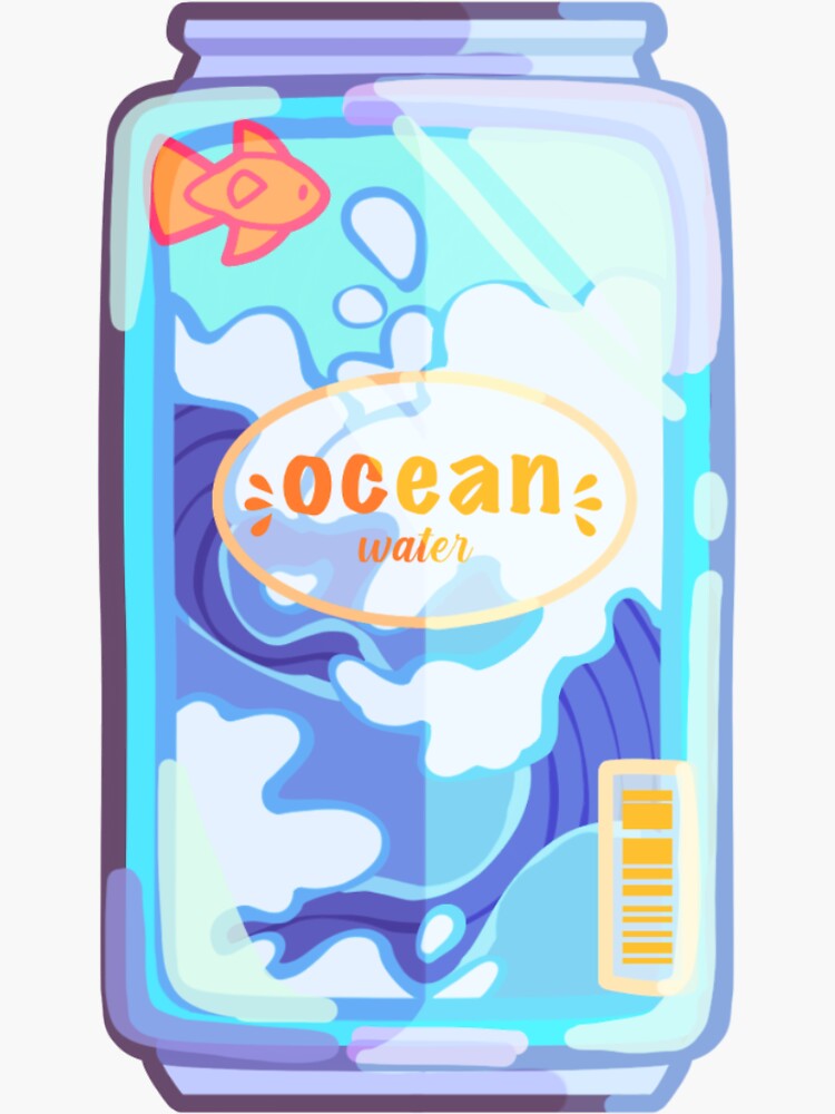 "Ocean water soda can sticker" Sticker by Lazybeanchan | Redbubble