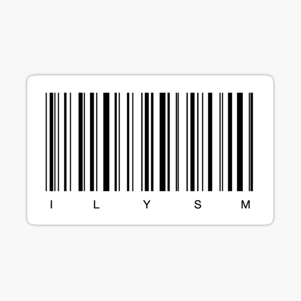 "Barcode ILYSM" Sticker for Sale by FunnyFreckles | Redbubble