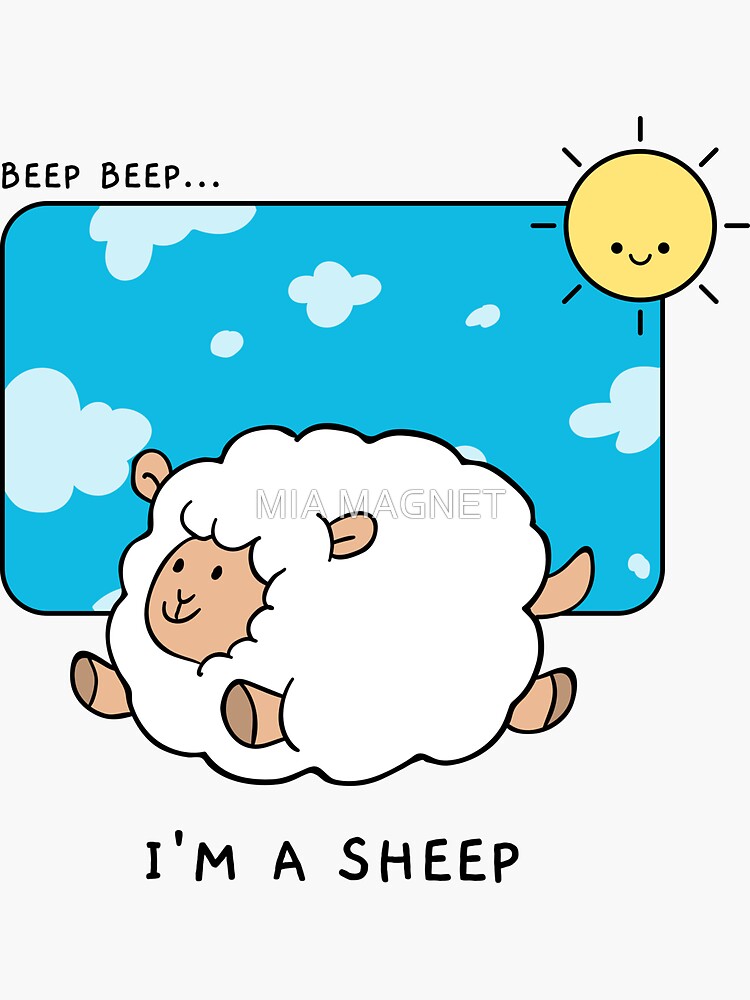 "Beep Beep I Am a Sheep - Cute Illustration" Sticker for Sale by boris ...