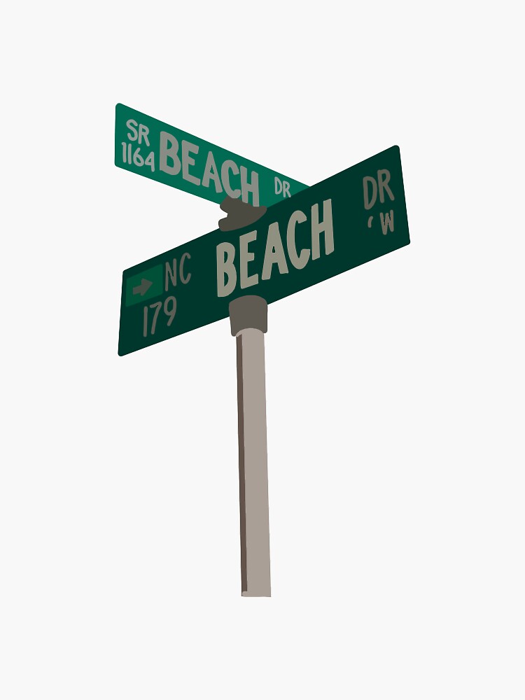 "beach road sign sticker" Sticker by sterlingmintco | Redbubble