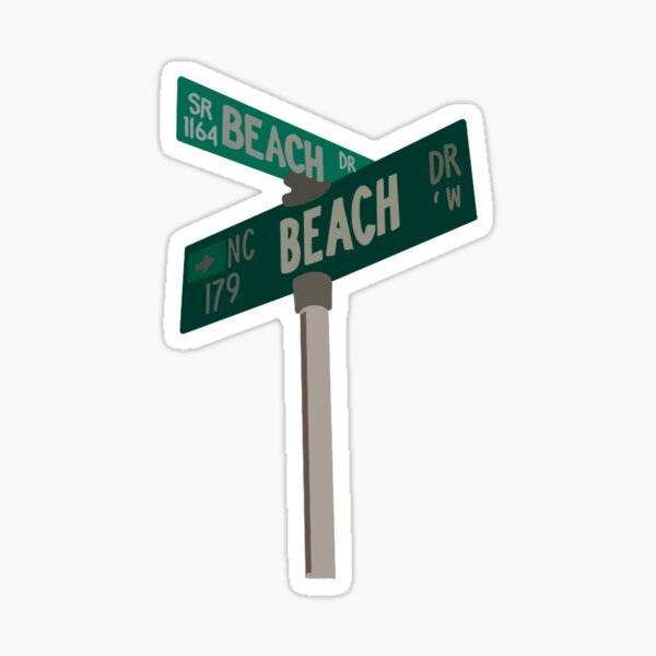 "beach road sign sticker" Sticker by sterlingmintco | Redbubble