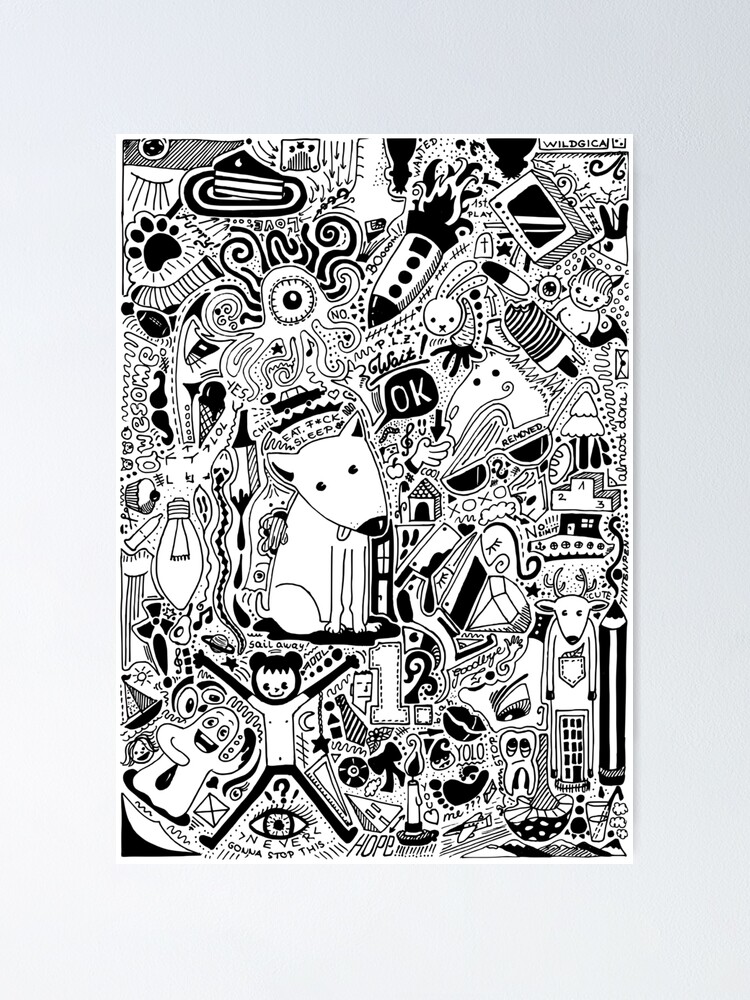 "Doodle Doggo" Poster for Sale by wildgica | Redbubble