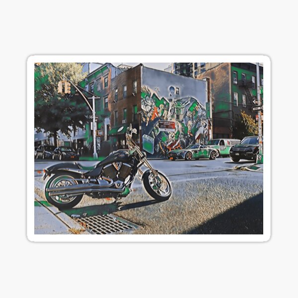 "Custom motorcycle with green touches" Sticker by TwinTailDesigns ...
