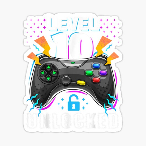 "Level 10 Unlocked Video Game" Sticker for Sale by rebeccgenzler ...