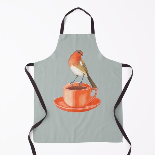 "coffee loving robin bird" Apron for Sale by EllenLambrichts | Redbubble