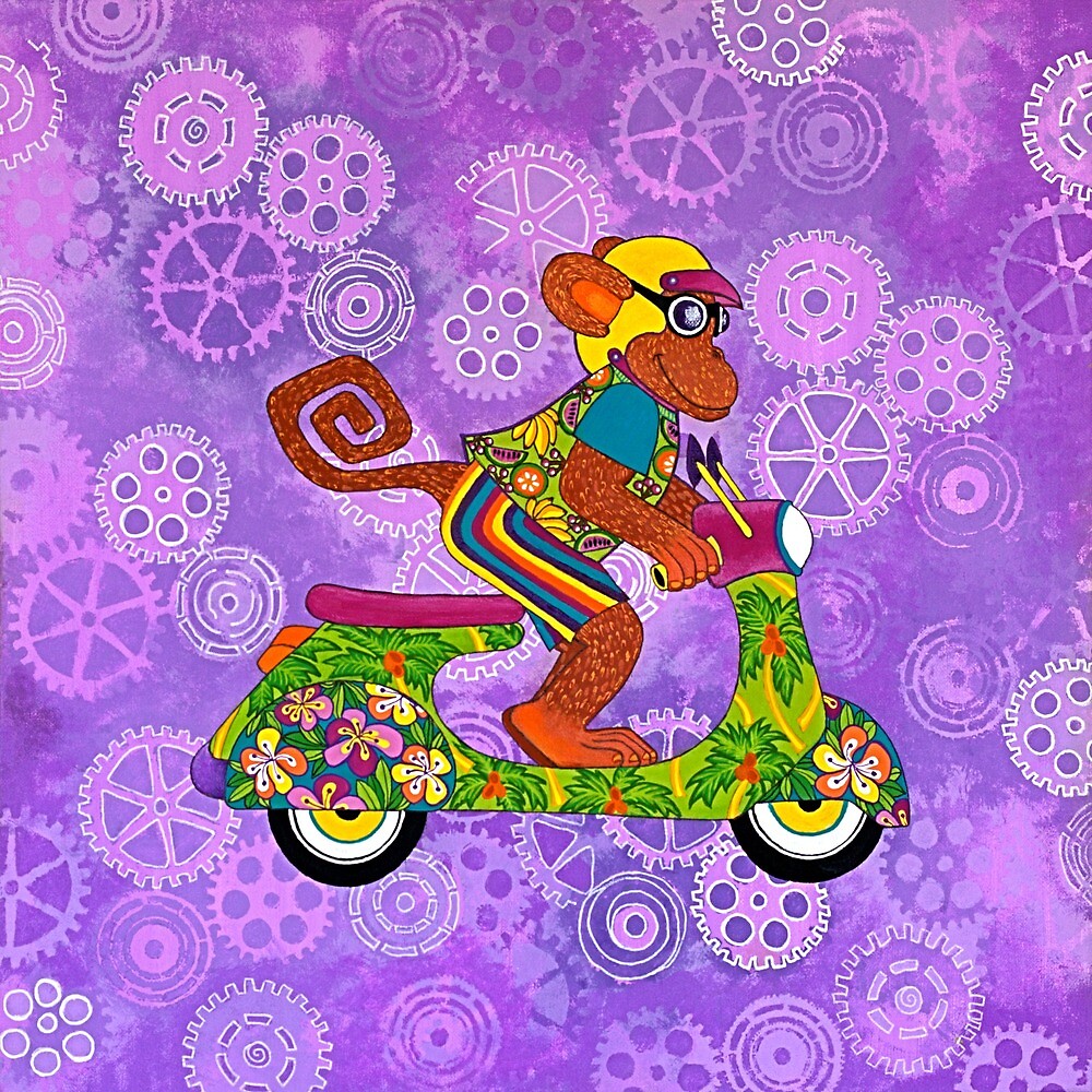 "Vespa Monkey" by Lisafrancesjudd | Redbubble