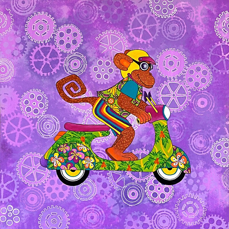 "Vespa Monkey" by Lisafrancesjudd | Redbubble