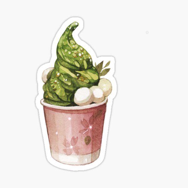 "Japanese Matcha Green Tea Soft Serve with Mochi" Sticker for Sale by ...
