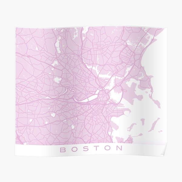 "Pink Boston MA Map" Poster by MarzStudio | Redbubble