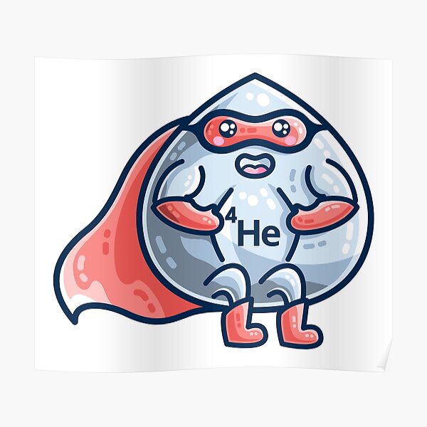 "Superfluid Helium Kawaii Cute Science Superhero" Poster by freeves ...