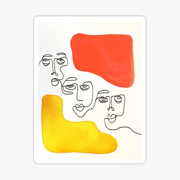 "contemporary abstract faces line drawing" Sticker by liru4575 | Redbubble